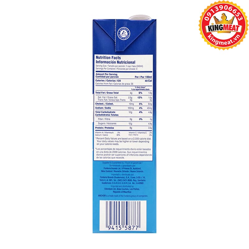 SỮA TƯƠI TIỆT TRÙNG ÍT BÉO ANCHOR - ANCHOR UHT LOW FAT FRESH MILK - HỘP ...