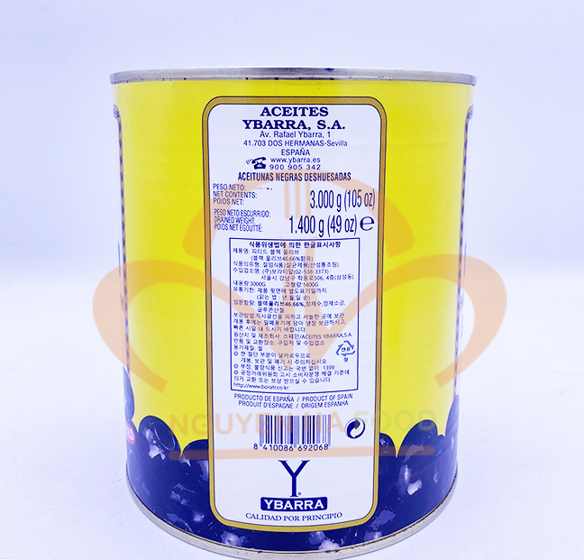 Trái oliu đen tách hạt Ybarra (lon 3kg) | Nguyên Hà chuyên cung cấp xúc ...